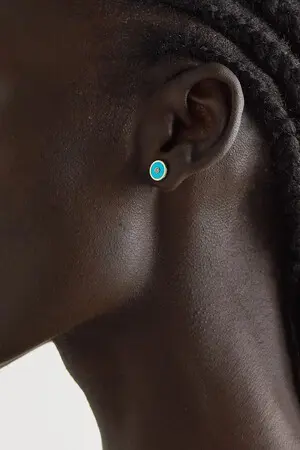 Retrouvai Compass Mini 14-karat Turquoise And Diamond Earrings