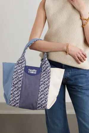 See By Chloé Laetizia Leather-trimmed Paneled Denim Tote