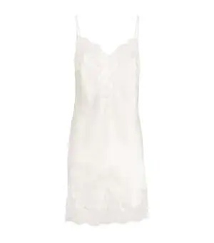 MARJOLAINE Silk Lace-trim Chemise - Ivory