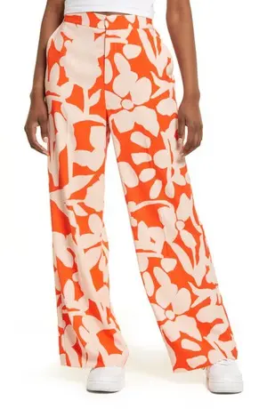 Nordstrom Cristina Martinez Printed Trousers Orange Outline Shapes