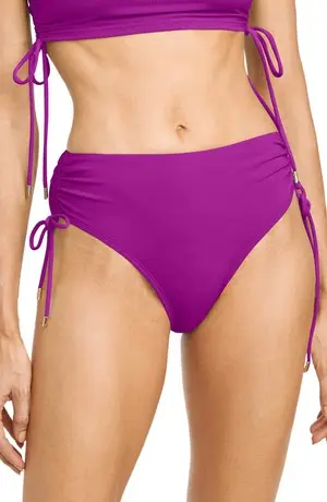 Robin Piccone Aubrey Ruched High Waist Bikini Bottoms