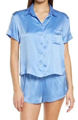 PAPINELLE Short Silk Pajamas Cornflower Blue
