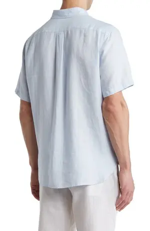 Vince Classic Fit Short Sleeve Linen Shirt - Glacier