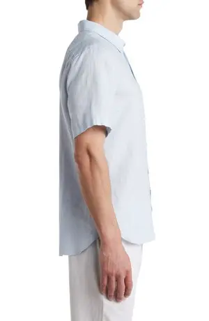 Vince Classic Fit Short Sleeve Linen Shirt - Glacier