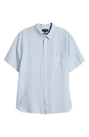Vince Classic Fit Short Sleeve Linen Shirt - Glacier