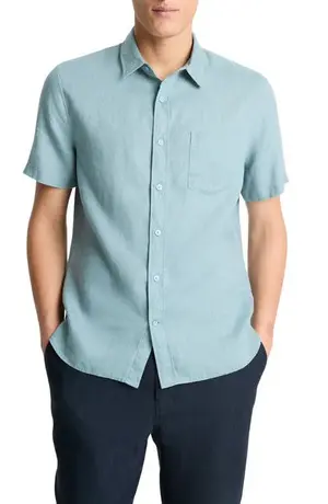 Vince VINCE Linen Shirt Lagoon