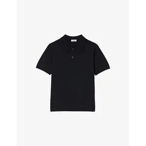 Sandro Slightly-shiny Stretch-woven Polo-shirt - Black