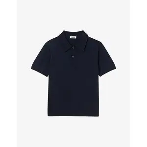 Sandro Slightly-shiny Stretch-woven Polo-shirt Xl Noir / Gris