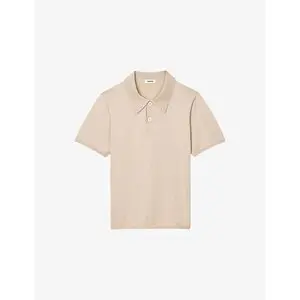 Sandro Slightly-shiny Stretch-woven Polo-shirt - Oats