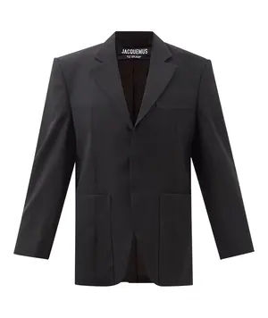 Jacquemus Jacquemus - Concealed-placket Oversized Twill Blazer - Womens - Black - Black