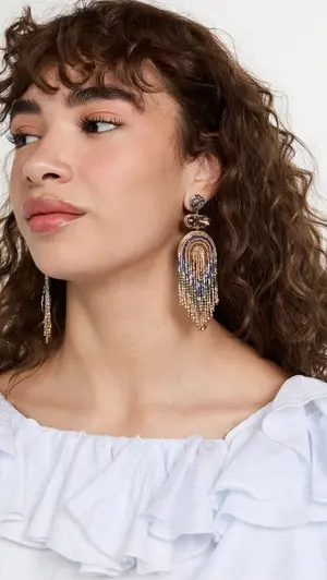 Deepa Gurnani Deepa Ishani Beaded Tassel Earrings - Blue
