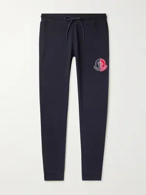 Moncler 1952 Tapered Logo-appliquéd Cotton-jersey Sweatpants - Blue