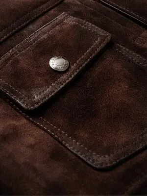 Belstaff Logo-appliquéd Leather-trimmed Suede Trucker Jacket