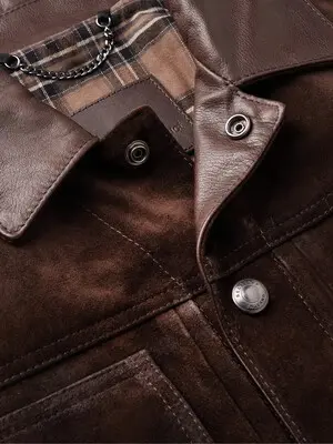 Belstaff Logo-appliquéd Leather-trimmed Suede Trucker Jacket