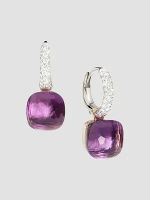 Pomellato Nudo Two-tone 18k Gold & Diamond Drop Earrings - Amethyst