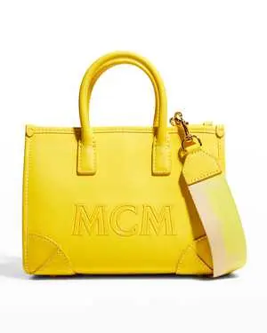 Mcm Mini Tonal Logo Leather Tote Bag One-color