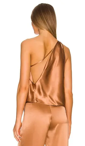 THE SEI One Shoulder Cowl Top In Cognac