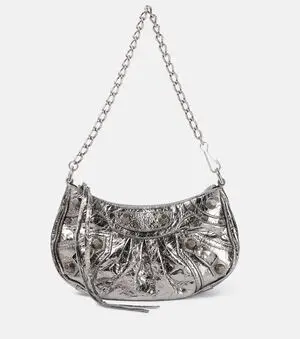 Balenciaga Le Cagole Mini Leather Shoulder Bag - Silver