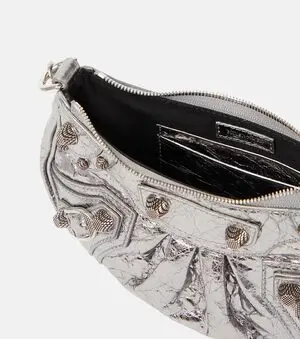 Balenciaga Le Cagole Mini Leather Shoulder Bag - Silver