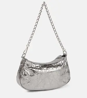 Balenciaga Le Cagole Mini Leather Shoulder Bag - Silver