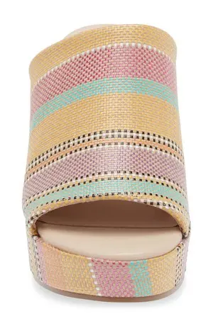 CECILIA NEW YORK Wedge Slide Sandal - Beige Multi Raffia