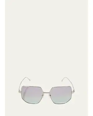 Cartier Oversized Square Metal Sunglasses - Platinum