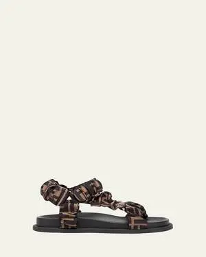 Fendi Logo Hiking Sporty Sandals - Brown/black