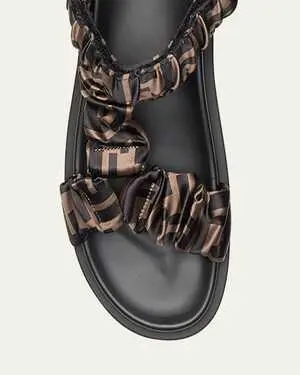 Fendi Logo Hiking Sporty Sandals - Brown/black