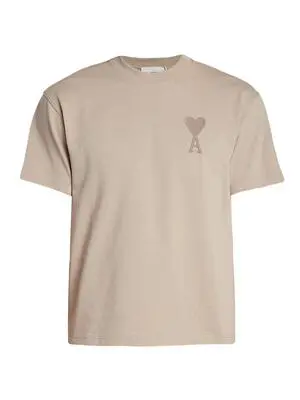 AMI Paris Ami De Coeur Crewneck T-shirt Beige Fonce