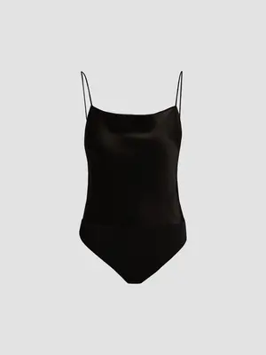 Alice + Olivia Harmon Satin Bodysuit - Black