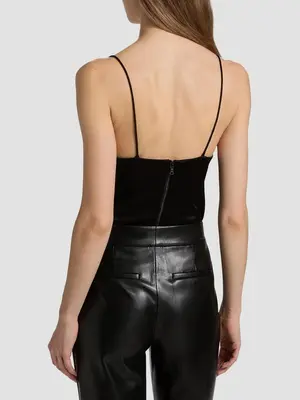 Alice + Olivia Harmon Satin Bodysuit - Black