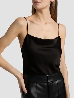Alice + Olivia Harmon Satin Bodysuit - Black