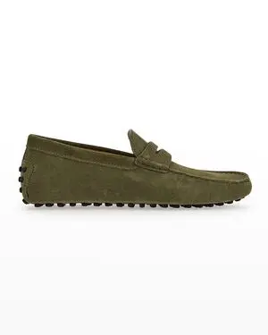 TOD'S Men's Suede-leather Penny Drivers - Ale Chiaro