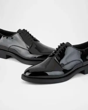 Giorgio Armani Patent Leather Derby Shoes - Black