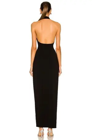Norma Kamali Halter Wrap Straight Gown - Black