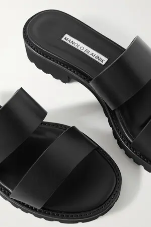 Manolo Blahnik Gadmu Leather Slides