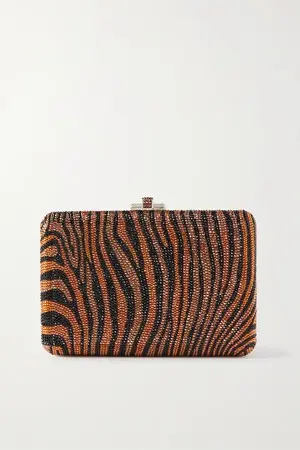 Judith Leiber Slim Side Tiger-print Crystal-embellished Silver-tone Clutch