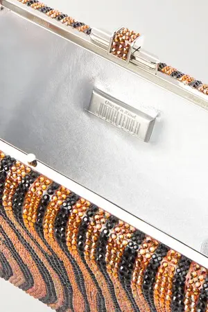 Judith Leiber Slim Side Tiger-print Crystal-embellished Silver-tone Clutch