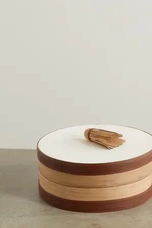 Brunello Cucinelli Walnut Wood, Leather And Cork Tamburello Set