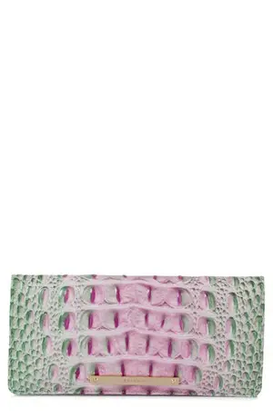 Brahmin Ady Croc Embossed Leather Wallet Apple Blush