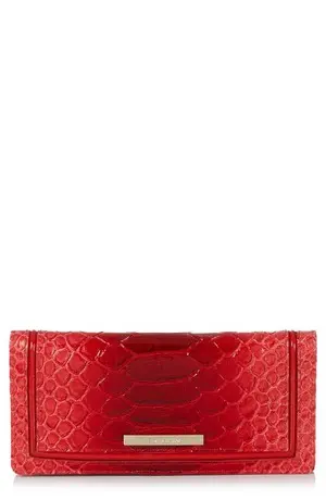 Brahmin Ady Croc Embossed Leather Wallet Flame Calimero