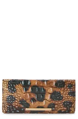 Brahmin Ady Croc Embossed Leather Wallet Golden Lynx