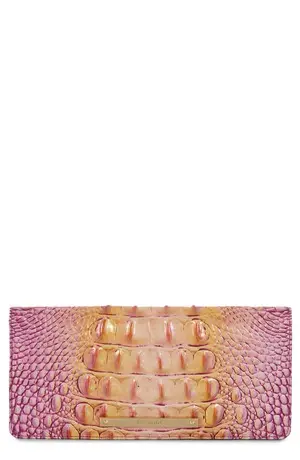 Brahmin Ady Croc Embossed Leather Wallet Grapefruit