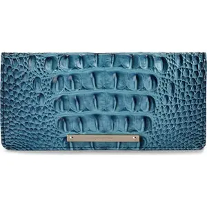 Brahmin Ady Croc Embossed Leather Wallet Retro Blue