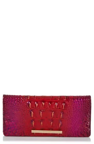 Brahmin Ady Croc Embossed Leather Wallet Ruby Ombre Melbourne