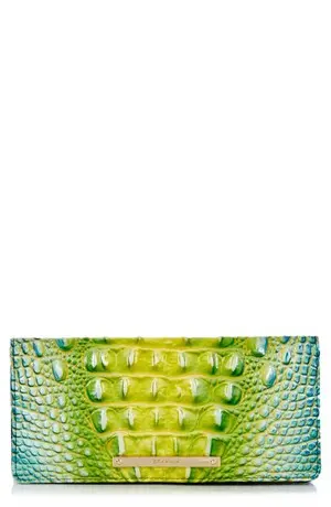Brahmin Ady Croc Embossed Leather Wallet Zesty Green