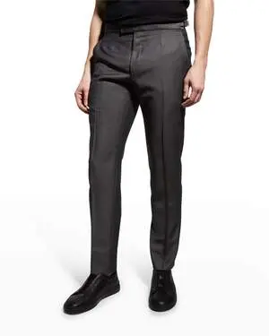 Zegna Men's Achillfarm Wool-mohair Dress Pants - Dark Grey Solid