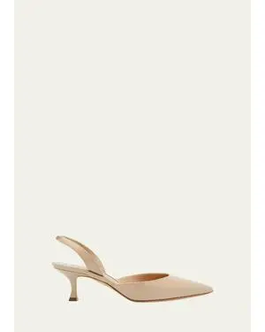 Manolo Blahnik Carolyne Kitten-heel Pumps - Beige