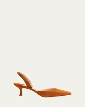 Manolo Blahnik Carolyne Kitten-heel Pumps - Brown