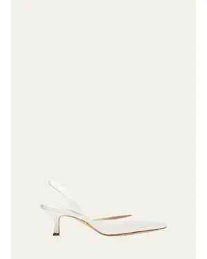 Manolo Blahnik Manolo Blahnik Carolyne Kitten-Heel Pumps Cream